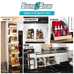 SlidingSusan Pull-Out Drawer Organizer for Cabinets, Gliding Soft Close Shelves for Kitchen, Pantry, and Storage Organization, Fast DIY Installation, Baltic Birch Wood, 18 Inch Wide x 18 Inch Deep