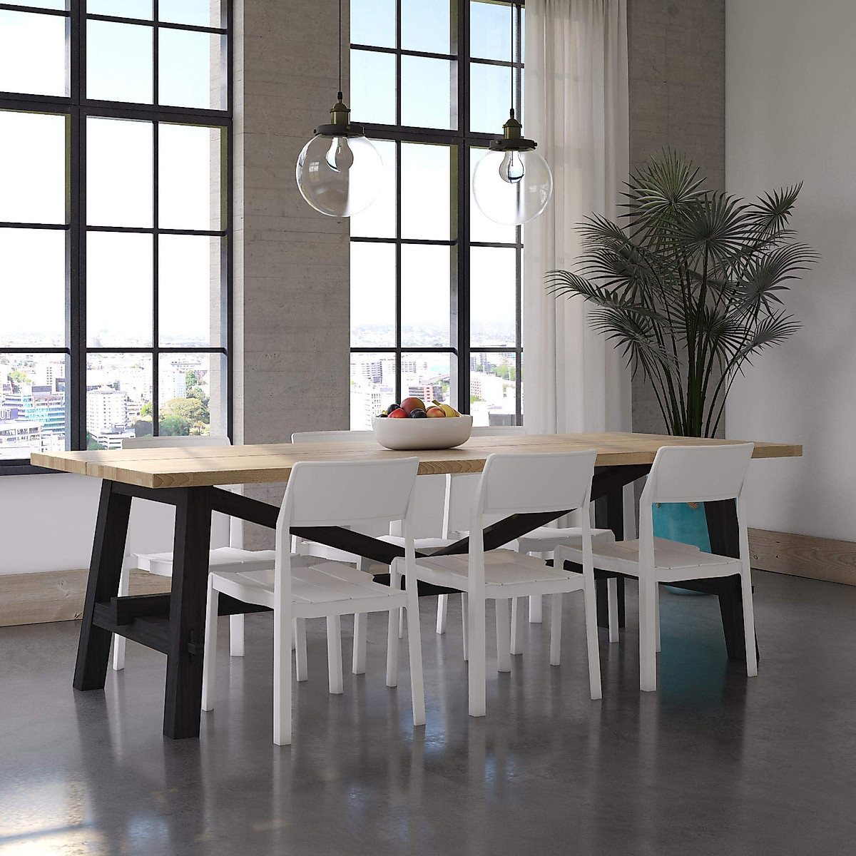 Novogratz 87817YLW4E Poolside Collection, Chandler Stacking, 4-Pack, Bright Yellow Dining Chairs