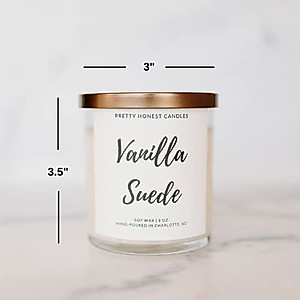 Pretty Honest Candles Vanilla Suede Soy Candle | Soy Wax Candles for Home | Scented Soy Candle | 8oz Glass Jar | Made in the USA