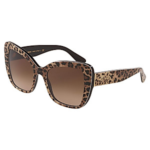 Dolce & Gabbana Women's Modern Rectangular Sunglasses, Leo Brown On Black, 54