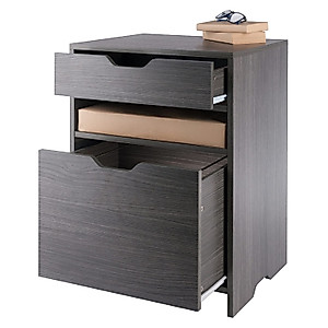 Winsome Wood Nova Storage Cabinet, 1-Drawer with Open Shelf, Charcoal