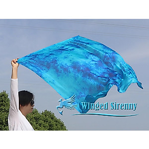 Winged Sirenny Porphetic Praise Dance Worship Flex Flags, 50" Rectangular Dance Ministry Streamer (Blue Moon)