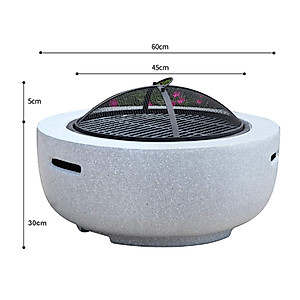 Wyxy Fire Pits for Gardens and Terraces, Outdoor Garden Fire Bowls with Grills and Net Covers, Round Table Tops for Placing Drinks and Barbecue Supplies
