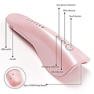 Makartt Mini UV LED Nail Lamp, Rechargeable Portable Light for Rhinestone Glue, Flash Curing Gel Polish Dryer with 2 Timers, Manicure Lamp for Nail Art