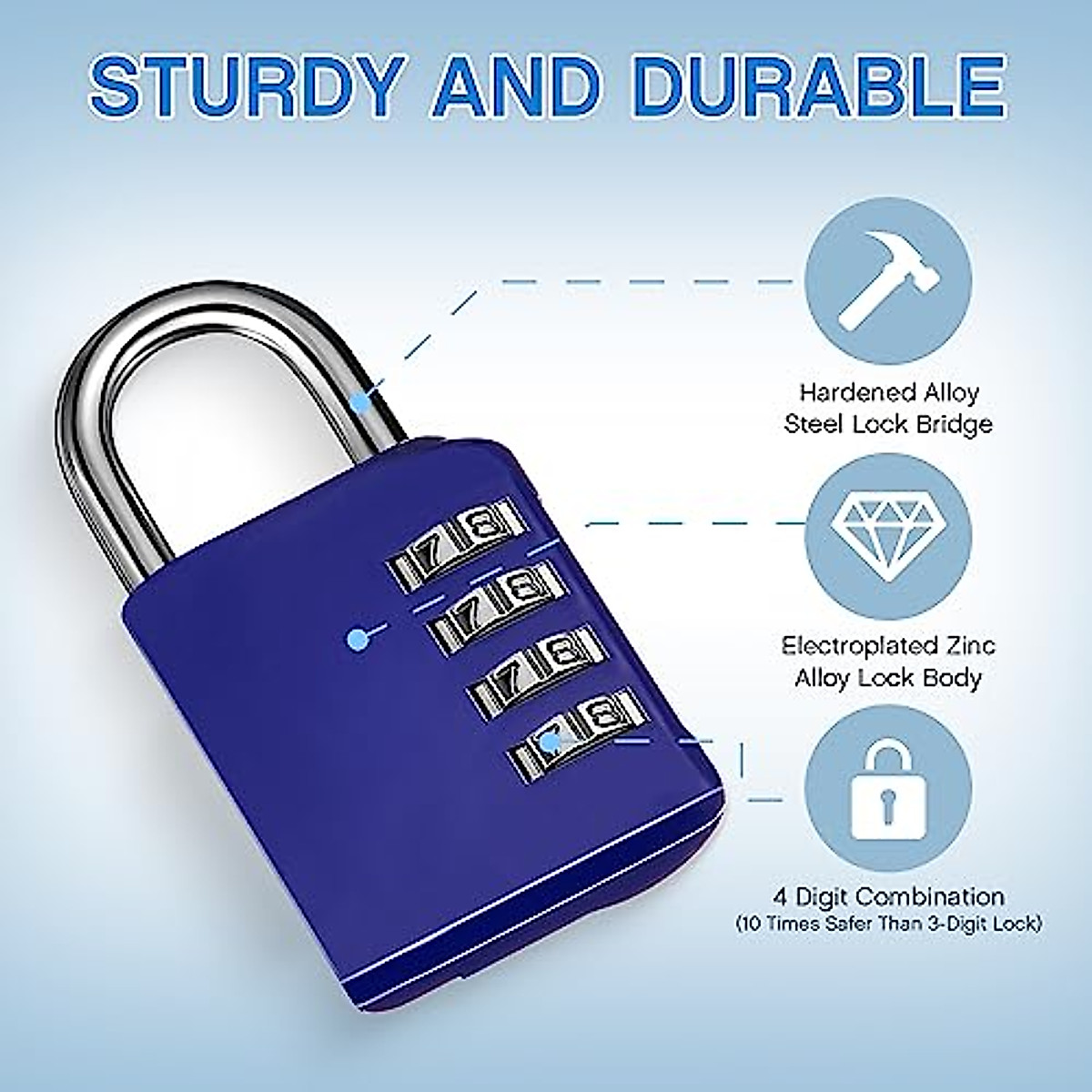 10 Pack Combination Lock Resettable 4 Digit Combination Padlock Waterproof Locker Locks Small Combo Locks Outdoor for School Gym Locker Fence Toolbox Gate Case Hasp Cabinet Storage(Multicolored)