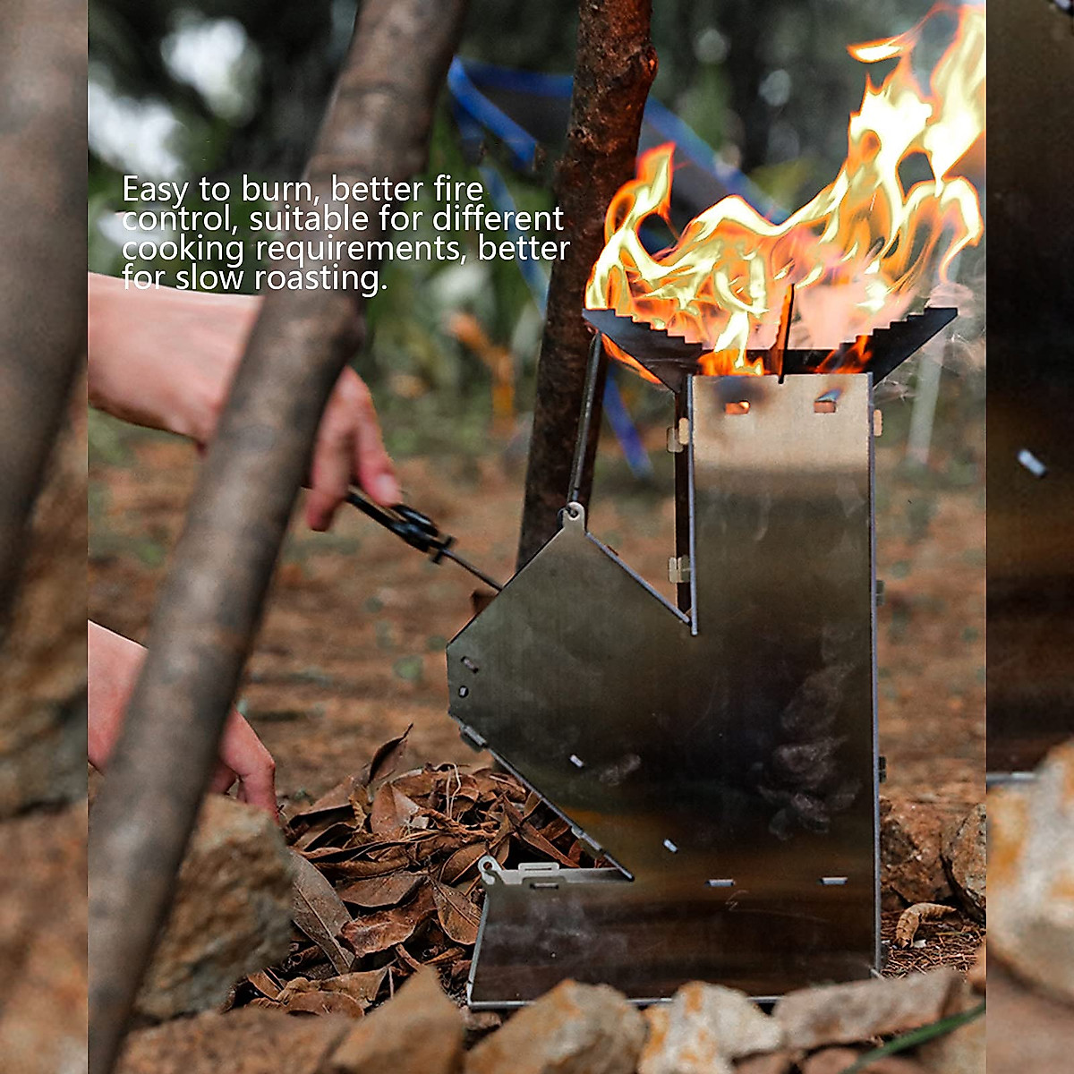 Detachable Camping Wood Stove Rocket Stove Portable Durable Convenient Stainless Steel Detachable Backpacking Stove