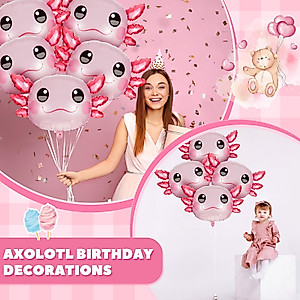 PullCrease 12 Pcs 34 Inch Axolotl Birthday Party Decorations Aluminum Foil Axolotl Balloon Inflatable Axolotl Party Supplies for Axolotl Fans Axolotl Themed Party (Pink)