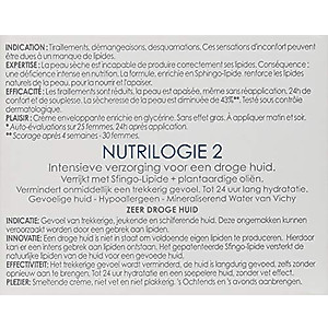 Vichy Nutrilogie 2 Intense Moisturizer for Very Dry Skin, 24-Hour Hydration Daily Face Cream to Strengthen and Soothe Skin, Non-Greasy Finish, 1.69 Fl Oz (Pack of 1)