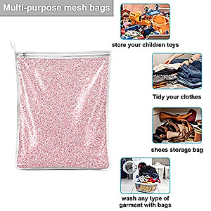 Pink Mesh Laundry Bags with Zipper, Travel Storage Organize Bag, Clothing Washing Bags for Laundry, Set of 2