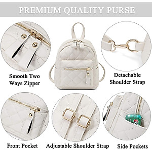 Kasqo Mini Backpack Purse for Women, Small Lightweight PU Leather Shoulder Bags Quilted Purses and Handbags