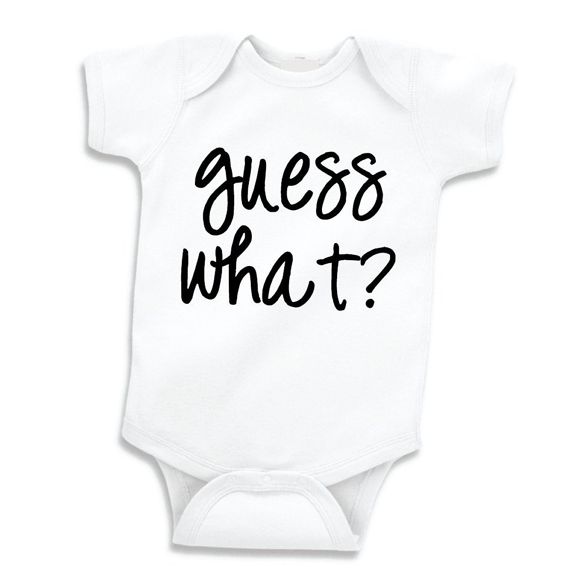 Bump and Beyond Designs Baby-Boys Surprise Pregnancy Announcement For Grandparents Guess What Leotard White, 0-3 Months
