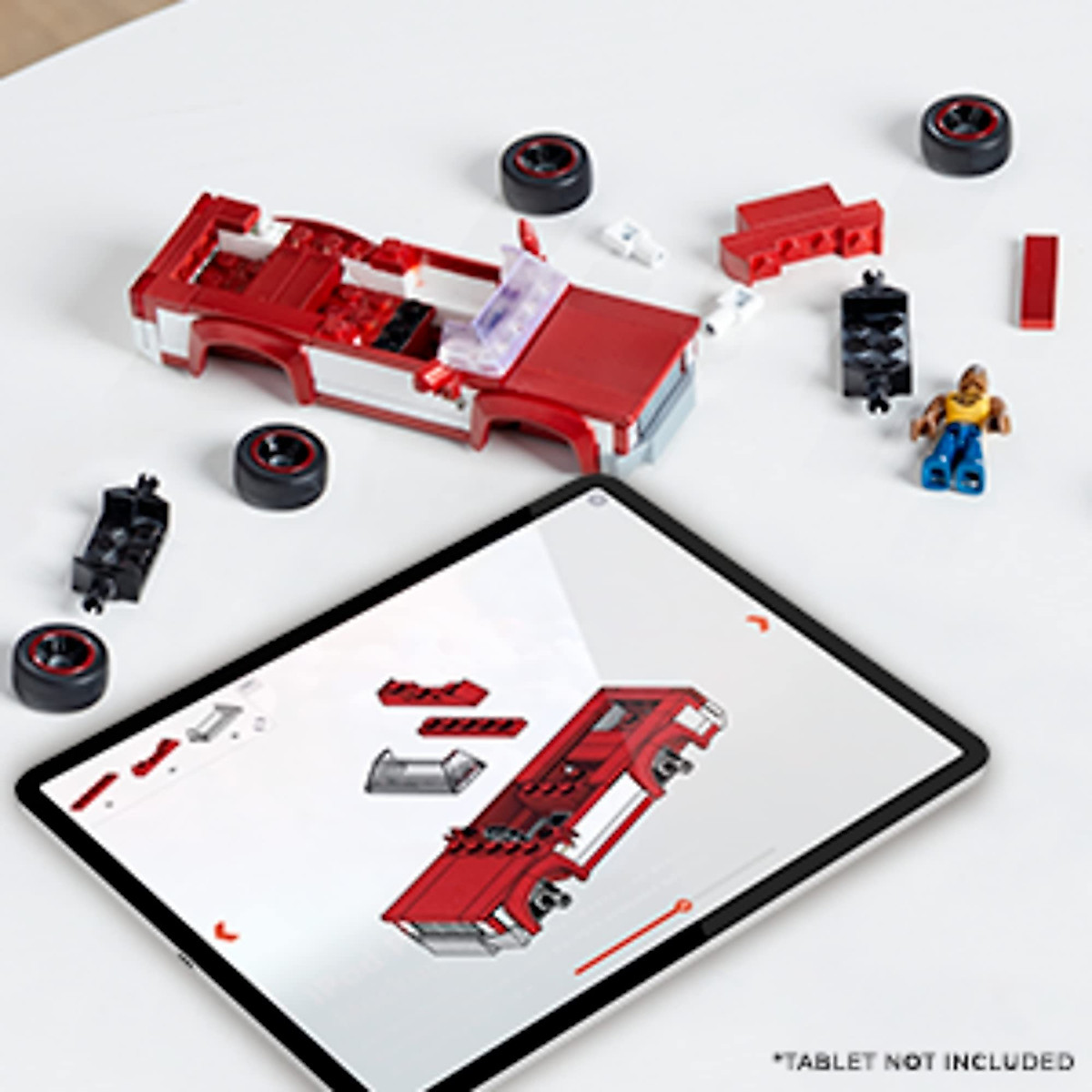 MEGA Hot Wheels Building Toy Race Car Playset, 83 Chevy Silverado with 89 Pieces, 1 Micro Action Figure Driver, Red, Kids Age 5+ Years