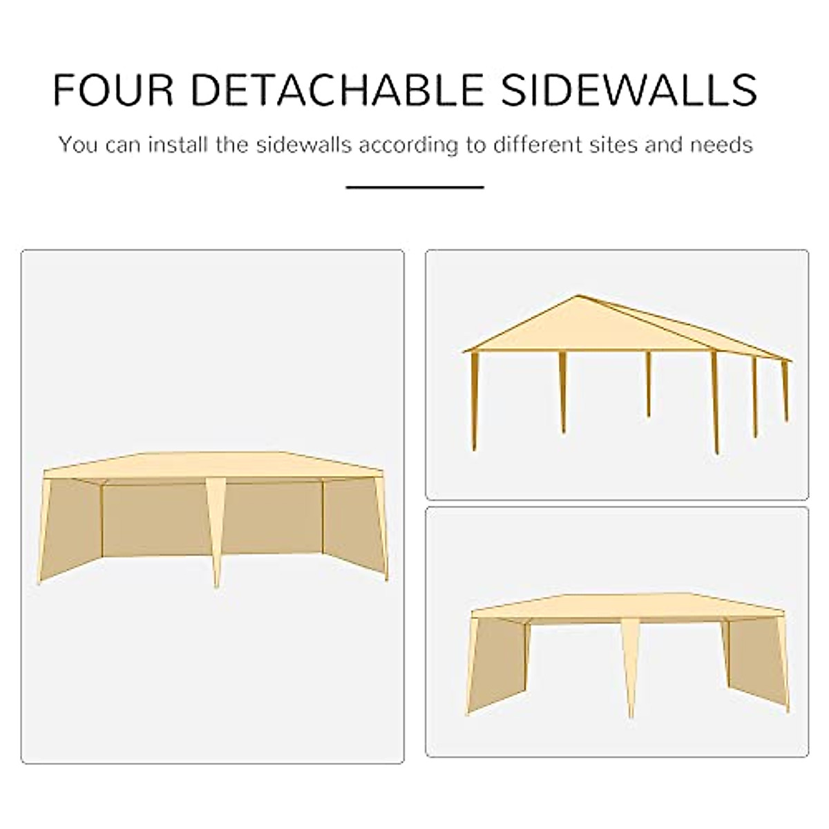Outsunny Large 10' x 20' Gazebo Canopy Party Tent with 4 Removable Window Side Walls,Wedding, Picnic Outdoor Events-White