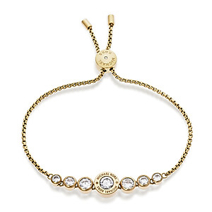 Michael Kors Stainless Steel and Cubic Zirconia Chain Bracelet for Women, Color: Gold (Model: MKJ5334710)