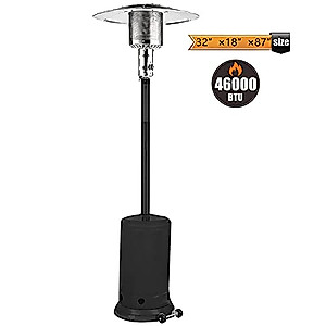 Outdoor Heaters, 46000 BTU Gas Patio Heaters - Commercial Propane Outside Heaters, Portable Propane Heaters Outdoor with Simple Ignition System, Wheels for Porch, Garden Wedding, Party