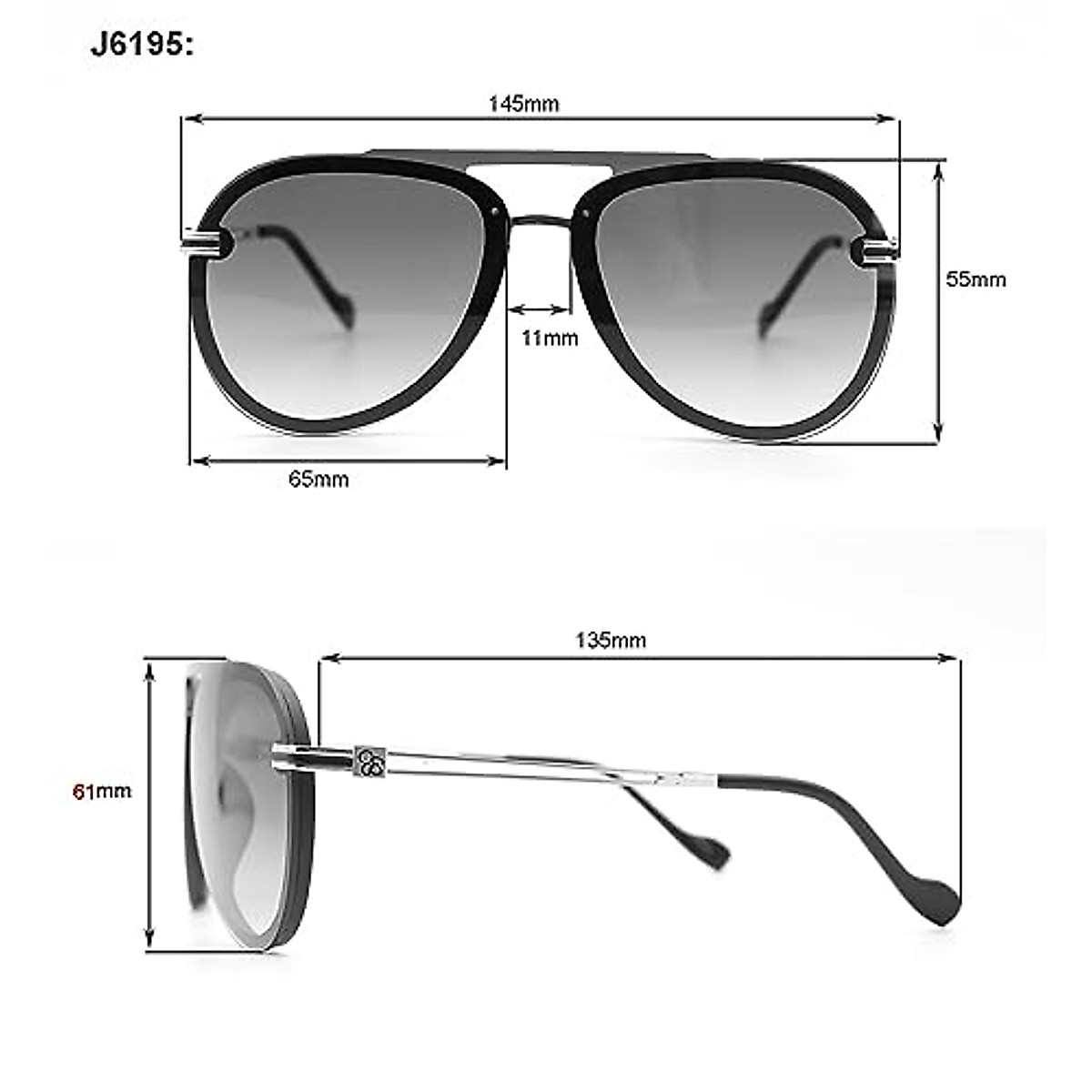 Jessica Simpson Women's J6195 Modern Aviator Pilot Sunglasses with UV400 - Glamorous Sunglasses for Women, 65mm