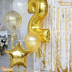 Gold Star Balloons 18 Inch, 10 Pcs Gold Star Shaped Mylar Helium Foil Metallic Balloon for Birthday Party Decorations Baby Shower Wedding Anniversary Backdrop Party Supplies