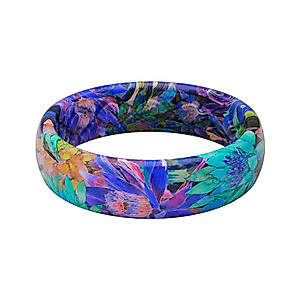 Groove Life Aspire Twilight Blossom Silicone Ring Breathable Rubber Wedding Rings for Women, Lifetime Coverage, Unique Design, Comfort Fit Ring - Size 7