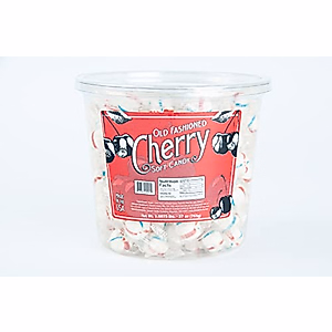 Stewart Old Fashioned Cherry Flavored Pure Sugar Candy Puff Balls - Individually Wrapped Candy Snack, Fat-Free, Cholesterol-Free, Gluten-Free, Made in the USA - 27oz Tub