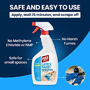 Max Strip Latex Paint Remover 22oz | Fast-Acting Water-Based Formula | Safely Removes Latex, Acrylic | For Wood, Metal, Concrete & Multiple Surfaces | Ideal for Drips, Spills & Overspray