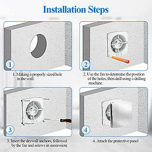 WiseWater Bathroom Exhaust Fan 140CFM 38 dB 6” Duct 7.6" Panel Extractor Fan, Ceiling&Wall Mounted Ventilation Fan for Bathroom, Laundry Room, Bedroom, Office