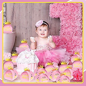 36 Pack Pink Little Princess Candy Boxes Printed Gold Castle and Crown Baby Shower Favors Goodie Treat Boxes Charming Princess Birthday Party Favor Boxes for Baby Girls Party Favors Supplies
