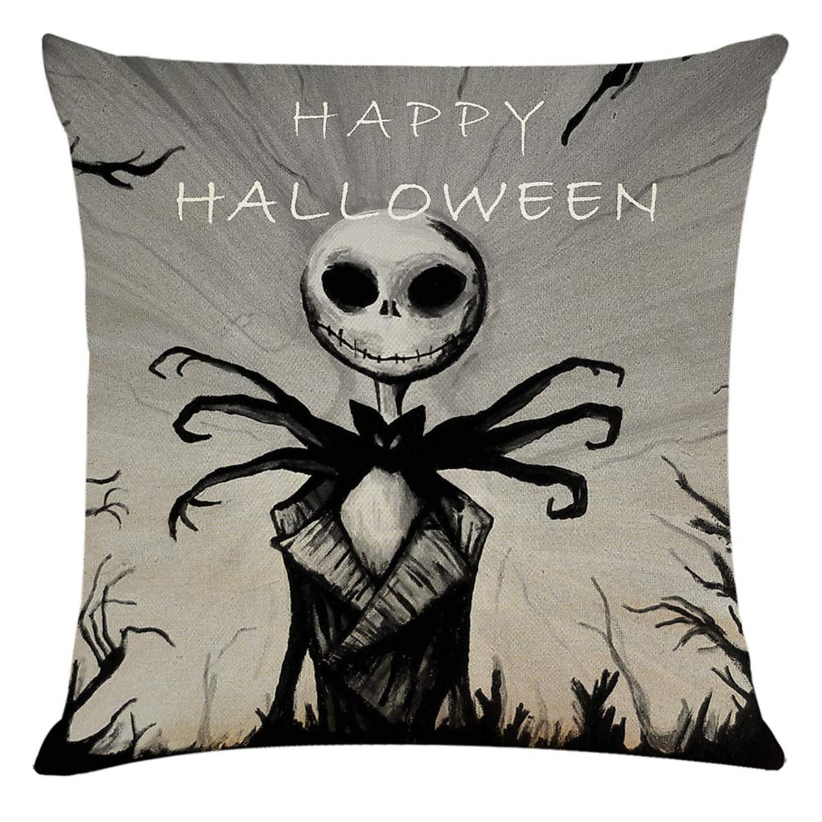 Ogrmar 4PCS 18"x18" Throw Pillow Covers Halloween Decorative Couch Pillow Cases Cotton Linen Pillow Square Cushion Cover for Sofa, Couch, Bed and Car