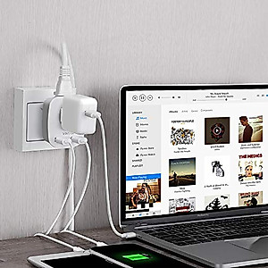 [2-Pack] European Travel Plug adapter, VINTAR International Power Plug Adapter with 2 USB Ports,2 American Outlets- 4 in 1 Outlet Adapter,Travel Essentials to Italy,Greece,France, Spain (Type C)