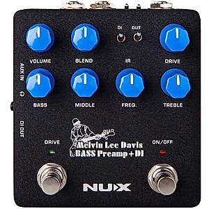 Briskdrop NUX Melvin Lee Davis NBP-5 Bass Preamp and DI Bundle with 2 MXR Instrument Cables, Dunlop Pick Pack, and Power Supply
