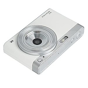 4K Digital Camera, 16X Zoom 50MP AF Autofocus Vlogging Camera, 2.88in IPS HD Mirrorless Camera with Battery, LED Fill Light Portable Mini Compact Camera for Macro Shooting, Teens, Students(White)