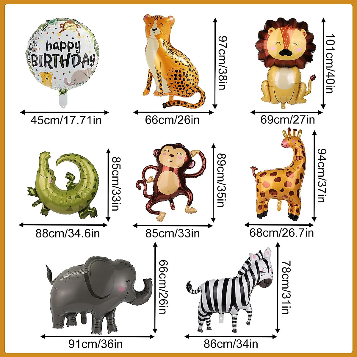 10pcs Jungle Safari Animal Balloons, Giant Safari Balloon Animal Print Balloons Animal Theme Party Balloons for Birthday Party Baby Shower Decorations