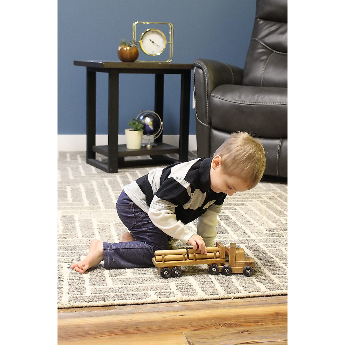 AmishToyBox.com Log Truck Wooden Toy - Amish-Made in Lancaster County, Pennsylvania - with 6 Removable Logs