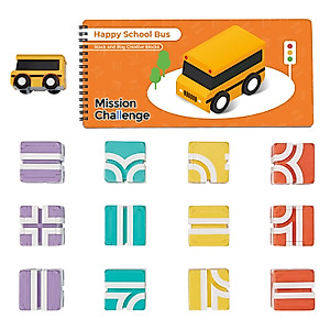 QBI Magnetic Blocks STEM Toys for Toddlers Aged 1+ Year Old Boys & Girls| 3D Colorful Magnetic Building Blocks with 1 School Bus| Preschool Toys, Montessori Game (13 Pieces)