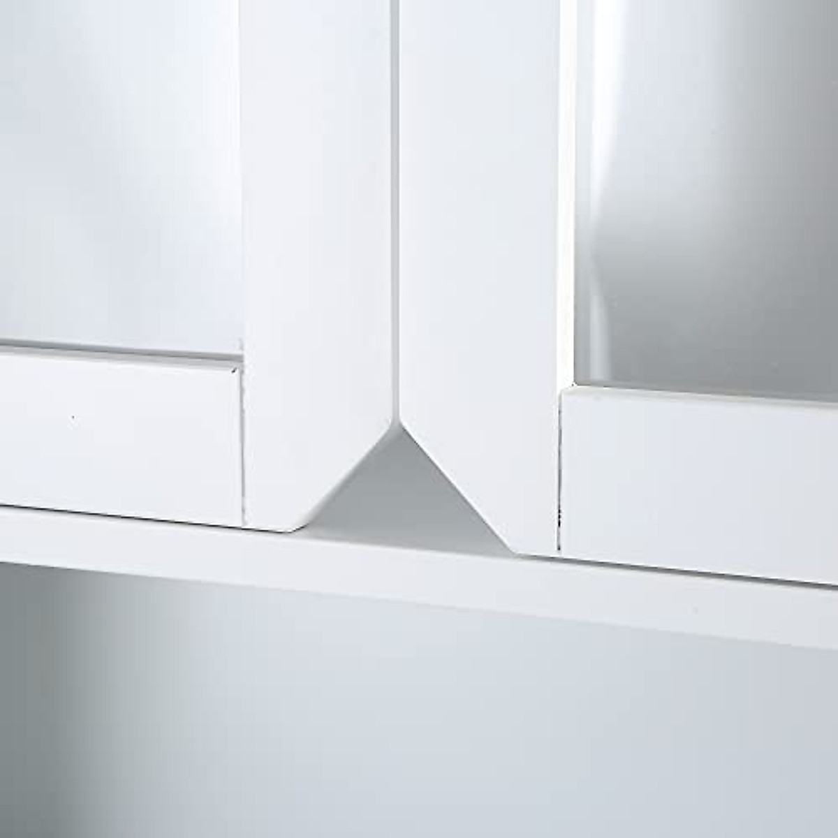 HOME BI Over The Toilet Storage Cabinet, Free Standing Toilet Rack with Drawer and Acrylique Doors for Toilet Shelf (White)