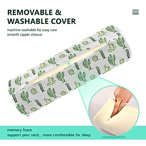 Vnurnrn Cactus Neck Support Pillow Round Neck Roll Bolster Cylinder Pillow Cervical Pillows Shoulder Pillow for Leg Knee Back Head Support for Adults Bedroom Camp Work