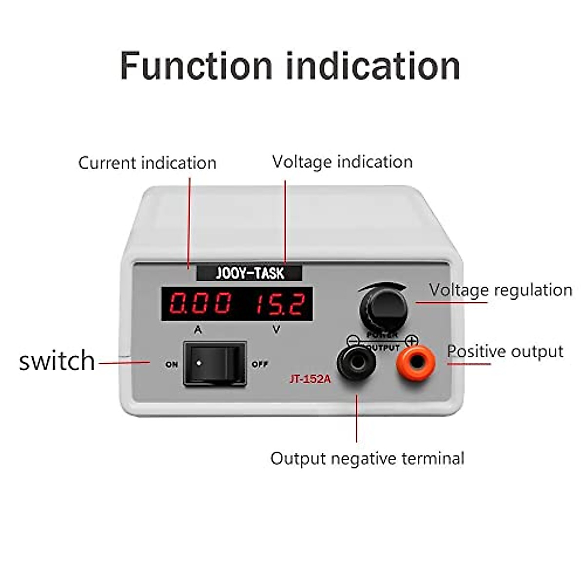 JOOY-TASK Adjustable DC Power Supply Variable Output &Lab Small Bench Power Supply (1.5~15V,2A) -(Input Voltage 90V~253V AC)