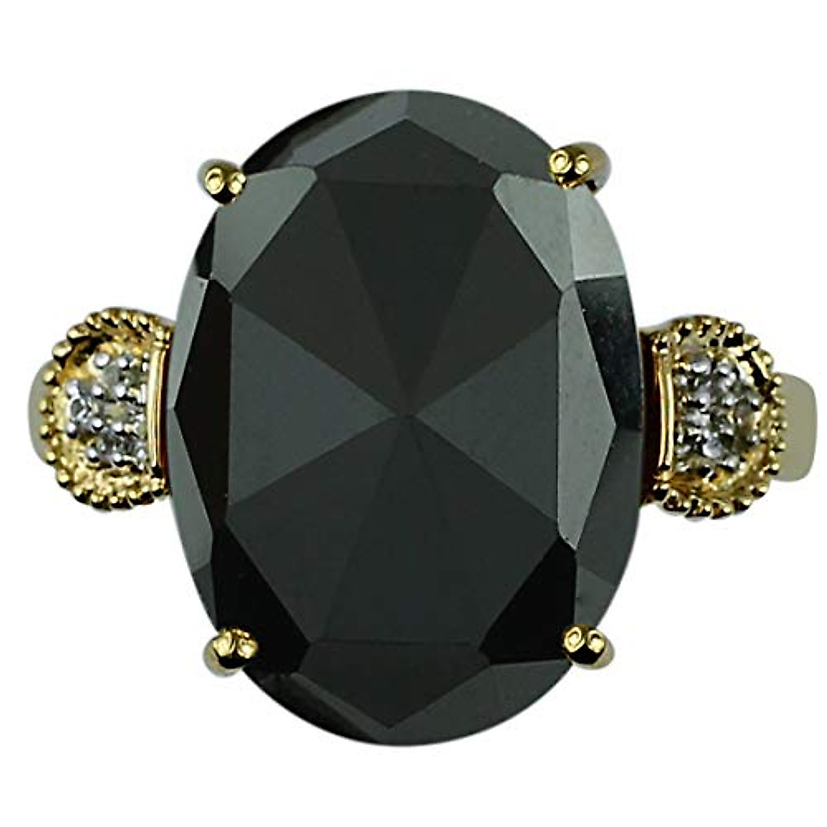 Carillon Black Spinel Oval Shape 7.9 Carat Natural Earth Mined Gemstone 10K Yellow Gold Ring Unique Jewelry for Women & Men