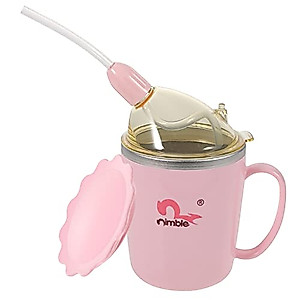 Healeved Stainless Steel Sippy Cup Stainless Steel Drinking Glasses Drinking Glasses with Lids Stainless Steel Cup Lid Sippy Bottles Sip-a-cup Dishwasher Metal Cup Disabled Elder Cup Feeder