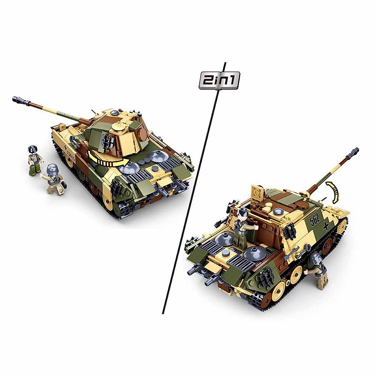 DAHONPA Panzer G Tank Army Building Block(725 PCS),WW2 Military Historical Collection Model with 3 Soldier Figures,Toys Gifts for Kid and Adult.