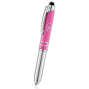 Breast cancer awareness pens 3 in1 Stylus+Metal Ballpoint Pen+LED Flashlight-Compatible With Most Phones and Touch Screen Devices, Hope