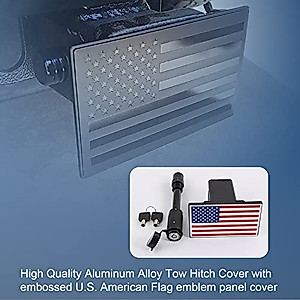 JDMSPEED American Flag Metal Trailer Hitch Cover Heavy Duty 2" Inch Tow Rear Receivers Plug Covers USA American U.S. Flag Metal Emblem Guard for Pickup Trucks Cars SUV (RED)