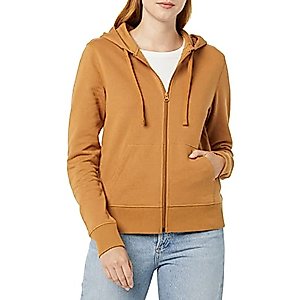Amazon Essentials Women's French Terry Fleece Full-Zip Hoodie (Available in Plus Size), Dark Camel, Medium