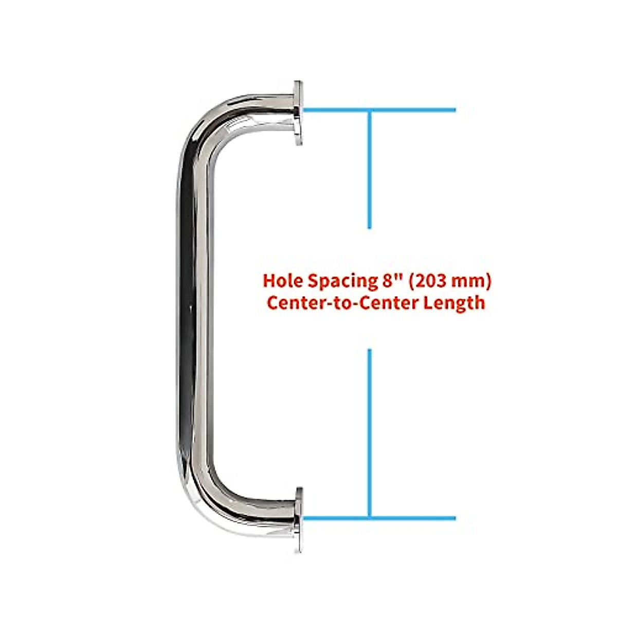 CKB 8" Back to Back Pull Shower Door Handle Compatible with 1/4" to 1/2" Thickness Glass Door for Frameless Shower Doors, Polished Steel with 304 Stainless Steel…