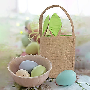 TopTie 6 PCS Bunny Easter Basket, Easter Bunny Bags, Easter Decoration Rabbit Bucket for Eggs Hunts and Candy