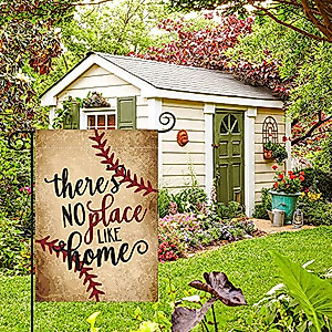 AVOIN Baseball Garden Flag Vertical Double Sided There's No Place Like Home, Bat Ball Sport Softball Flag Yard Outdoor Decoration 12 x 18 Inch