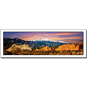 PHOTOSBYJON Pike's Peak and Garden of The Gods 11.75 inches x 36 inches Colorado Mountain Landscape Photographic Print Panorama Poster Photo Picture Standard Size