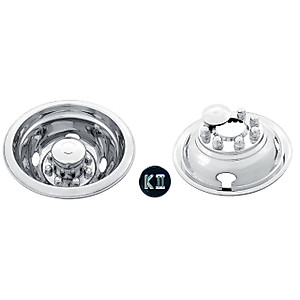 Kaper II SS-1604-EZNU Polished Stainless Steel Universal Truck Wheel Simulator Set for Chevrolet/Ford/Dodge (16" x 6" 6.5" Bolt Circle 8 Lug 4 Hand Hole, Pop Off for 4 Wheels Drive Hubs)