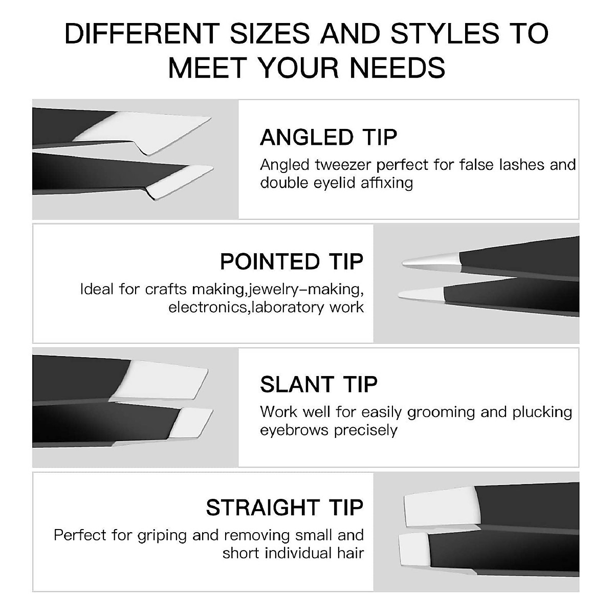 Tweezers Set Tweezers for Eyelashes Stainless Steel Plucking Precision Tweezers Set for Ingrown Hair Remove and Lash Extension, Plucking Tweezers with Leather Case for Gifts (6-Piece)