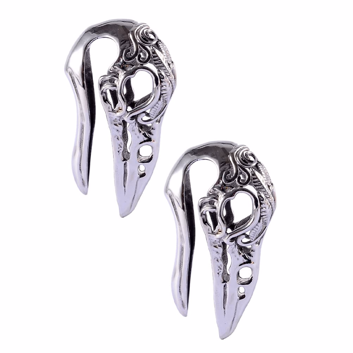 2PCS 9/16 14mm Ear Hangers for Stretched Ears Bird Stainless Steel Ear Weights Expander Gauge Earrings for Body Piercing Jewelry Upgrade Plugs,Sliver,Steel Color,6.7x3.69cm