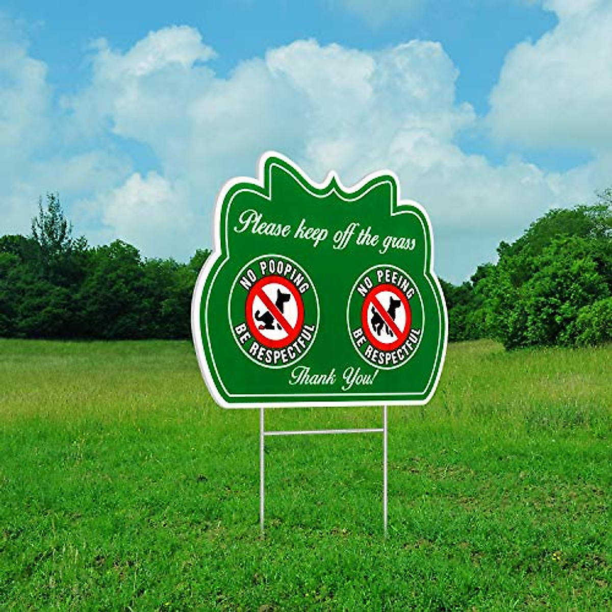 HISVISION No Peeing/Pooping Be Respectful Dog Sign 2 Pack, Keep Off The Grass Yard Sign with Metal Wire H-Stakes, 12" x 9" Stay Off Grass Signs Double Sided UVresistance, Waterproof, Easy to Install